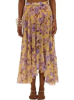 PatBO Peony Print Skirt - Yellow