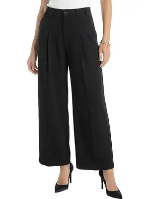 LIVERPOOL High Rise Pleated Wide Leg Trousers - Black