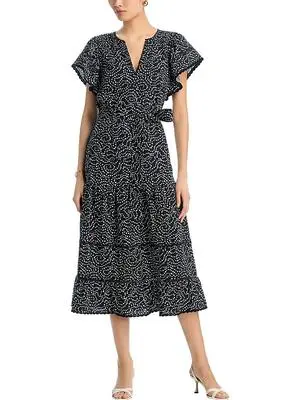 Rails Gia Printed Tie Waist Midi Dress - Mini Chain