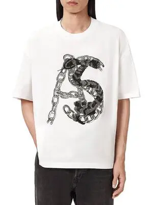 ALLSAINTS Scale Embellished Logo Graphic Tee - Chalk White