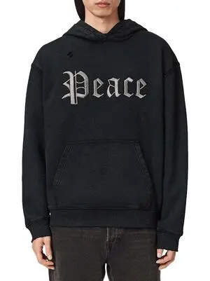 ALLSAINTS Utopia Peace Graphic Hoodie - Washed Black