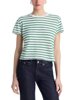 PERFECTWHITETEE Striped Boxy Crewneck Tee - Grass Stripe