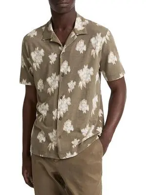 Vince Printed Slub Camp Shirt - Kalamata Combo