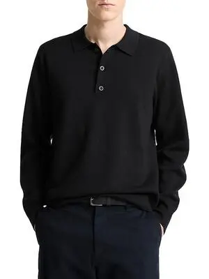 Vince Merino Wool Blend Milano Long Sleeve Polo - Coastal