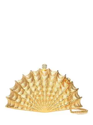 Aqua Shell Clutch - Gold