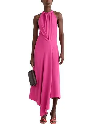 REISS Draped Midi Dress - Raspberry