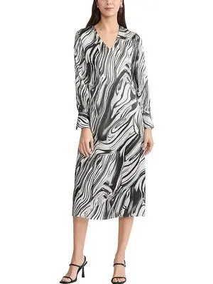 Misook Marble Print Silk Maxi Dress - Black/white