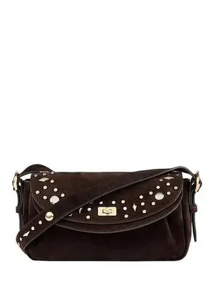Sandro Le Mambo Janys Studded Suede Bag - Black / Brown