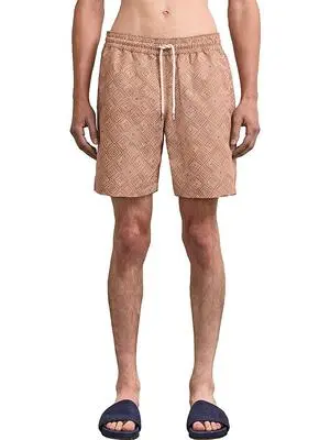 Frescobol Carioca Santos Madeira Print 4.5" Swim Shorts - Copper