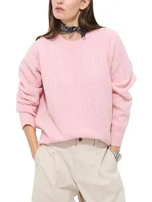 ALEX MILL Charlie Cashmere Cable Knit Sweater - Rose Quartz