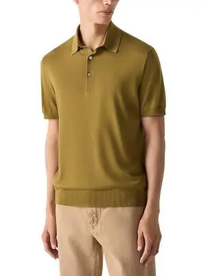 Zegna 15milmil15 Wool Polo Shirt - Olive Green