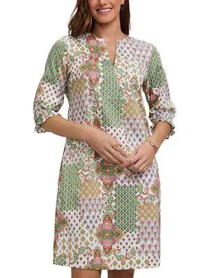 Foxcroft Alicia Patchwork Dress - Green Multi