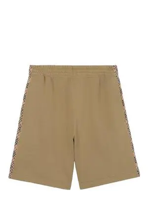 Burberry Check Trim Cotton Shorts - Sparrow Beige