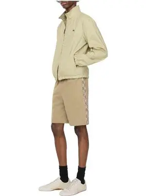 Burberry Check Trim Cotton Shorts - Sparrow Beige