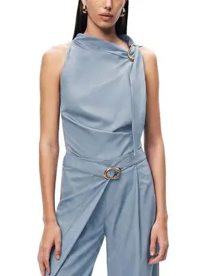 NOCTURNE Asymmetric Buckle-detail Blouse - Blue