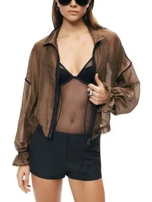 NOCTURNE Sheer Zip-front Jacket - Camel