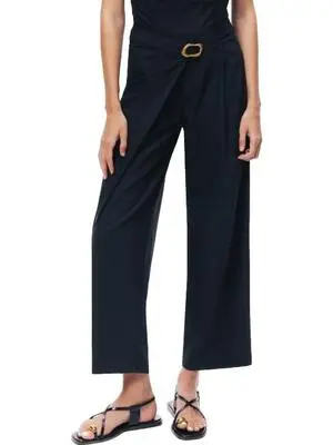 NOCTURNE Asymmetric Buckle Detail Pants - Black