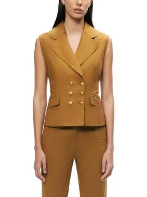 NOCTURNE Tailored Double-breasted Vest - Camel