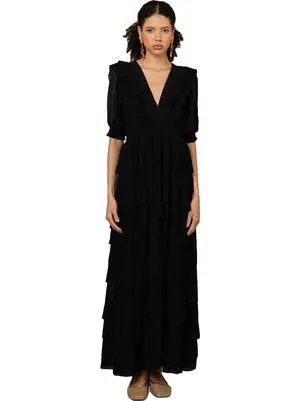 Hale Bob Chiffon Maxi Dress - Black