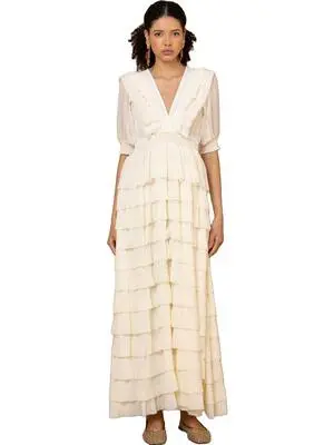 Hale Bob Chiffon Maxi Dress - Ivory