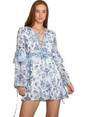 BELLE & BLOOM Floral Print Mini Dress - Blue