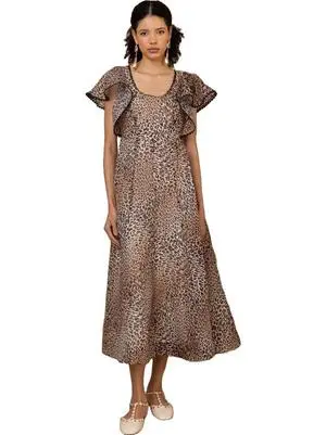 Hale Bob Euphemia Organza Midi Dress - Brown