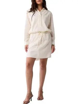 REISTOR Oversized Shirt Dress With Drawstring - Off White