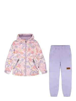 DEUX PAR DEUX Two-piece Flower Print Outerwear Set - Pink Flower Print