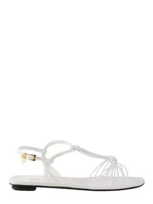 Prada Leather Flat Sandals - White
