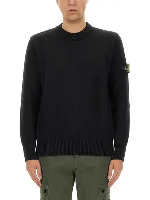 Stone Island Jersey With Logo - Black