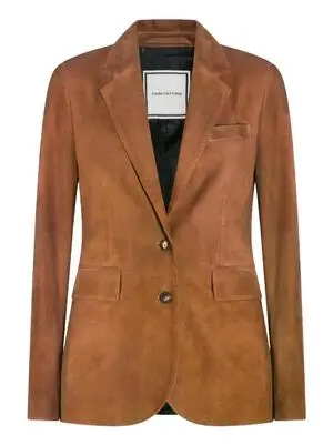 Tagliatore Buttoned Leather Blazer - Brown