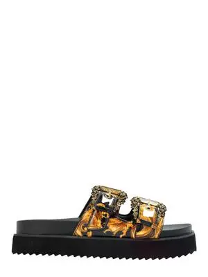 Versace Buckled Barocco-print Platform Sandals - Black