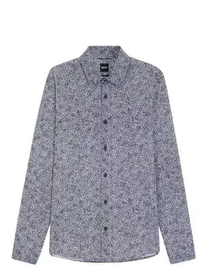 BOSS Printed Slim-fit Shirt In A Cotton Blend