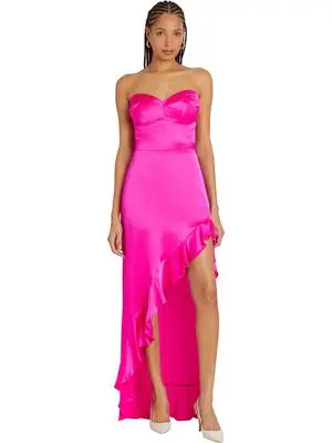 Amanda Uprichard Amalia Strapless Silk Gown - Hot Pink Light