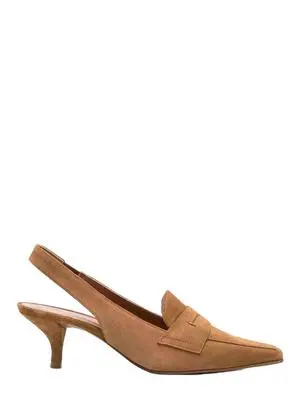 Roberto Festa Pointed Leather Slingback Pumps - Brown