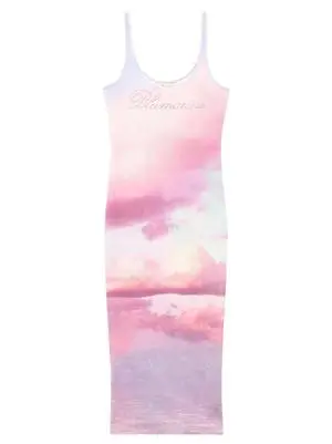 Blumarine Digital-print Midi Dress - Pink