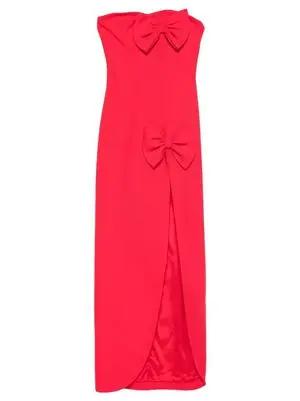 Alessandra Rich Bow-embellished Slit-detail Maxi Dress - Red