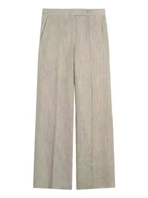 Max Mara Herringbone Linen Twill Trousers - Neutrals