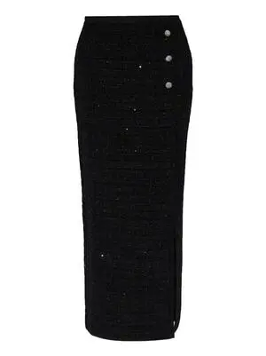 Alessandra Rich Sequin-embellished Knitted Midi Skirt - Black