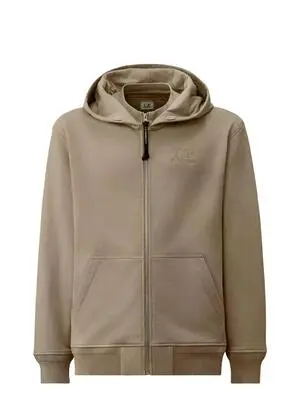 C.P. COMPANY Logo-detail Zip-up Hoodie - Neutrals