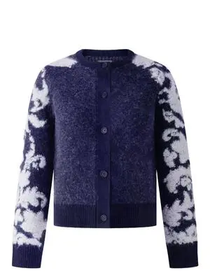 Shanghai Tang Floral-jacquard Cardigan - Blue