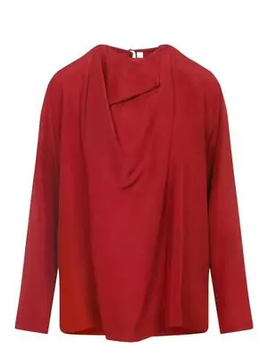 Carven Draped V-neck Blouse - Red
