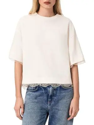 ALLSAINTS Nia Lace Trim T-shirt - Arctic White