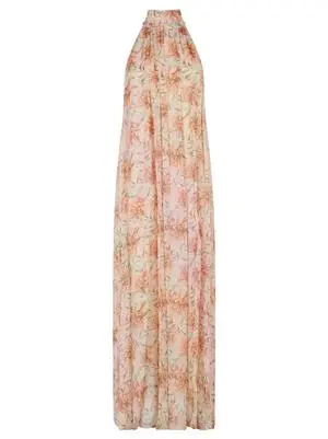 SEMICOUTURE Rosalind Floral Halterneck Dress - Pink