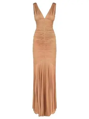 Giuseppe Di Morabito Draped V-neck Dress - Brown