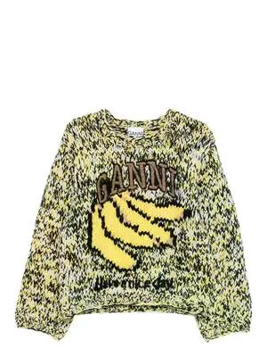 GANNI Graphic-print Intarsia Sweater - Yellow