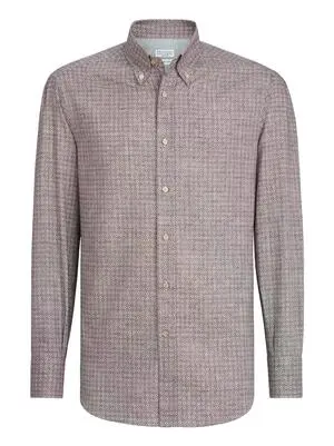 Brunello Cucinelli Flower-print Twill Shirt - Brown