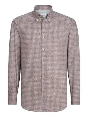 Brunello Cucinelli Printed Twill Shirt - Brown