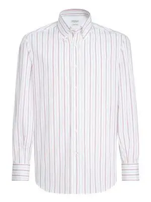 Brunello Cucinelli Striped Poplin Shirt - White
