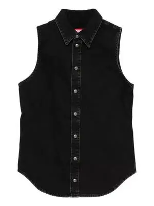 DIESEL Sleeveless Denim Shirt - Black